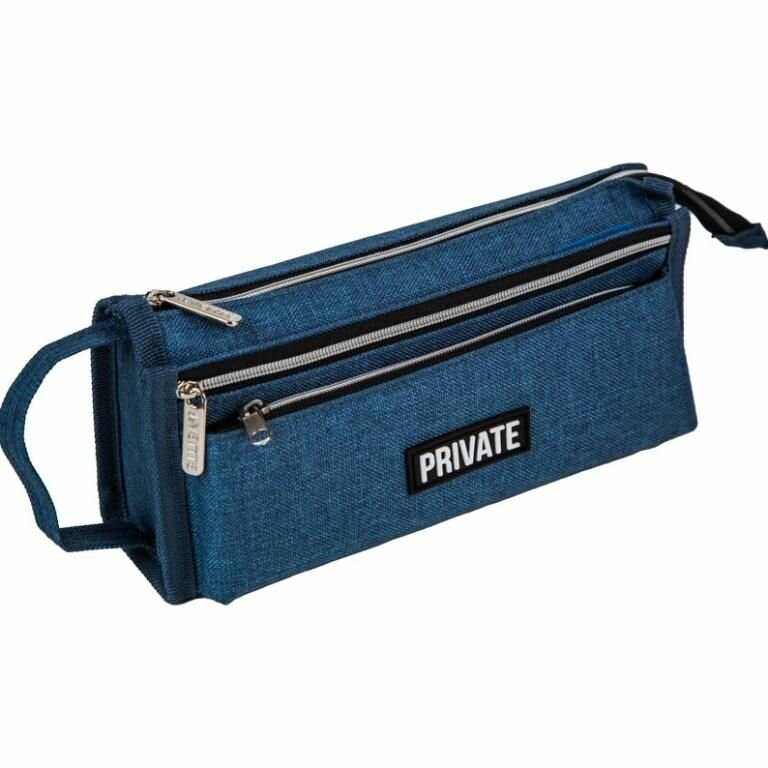 Пенал "deVENTE. Private" 21x10x7,5 см, темно-синий прямоугольный, для 60 предметов