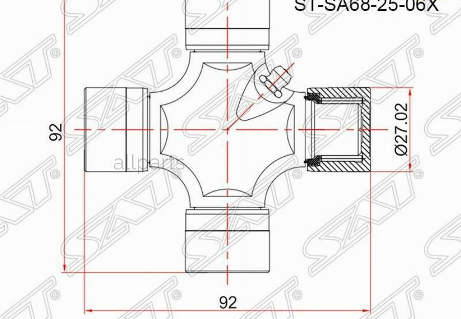 SAT ST-SA68-25-06X Крестовина карданного вала MAZDA BT50 06-/FORD RANGER II 06-11/NISSAN PATHFINDER R51 04-12