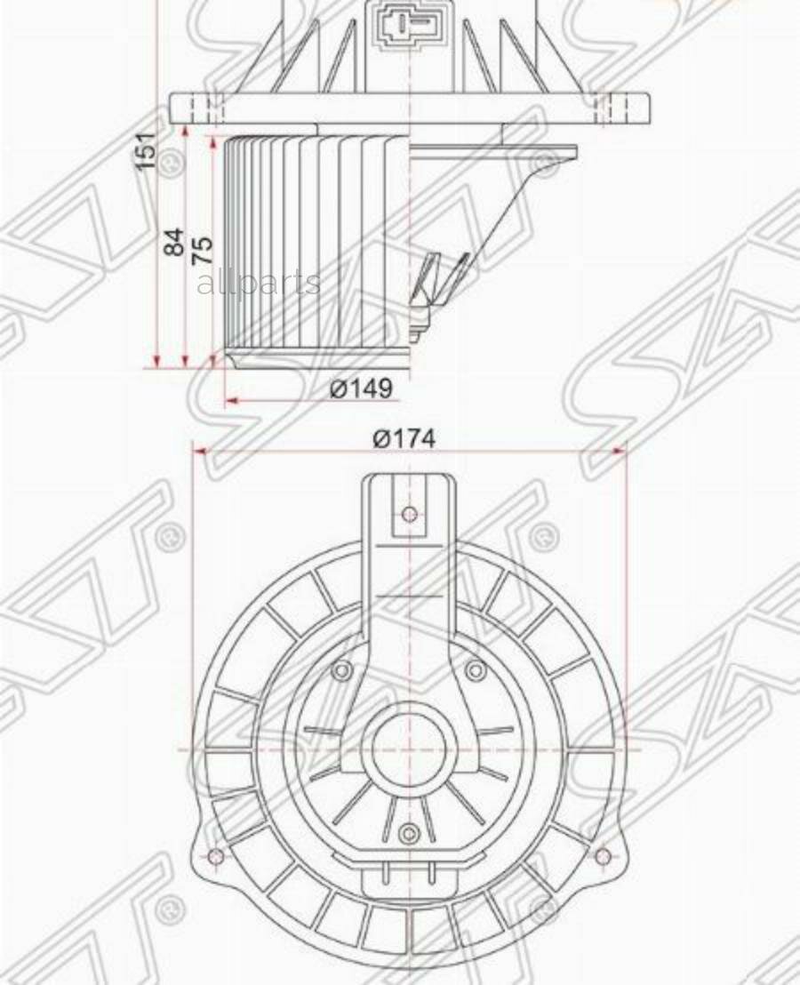 SAT ST-97111-4L000 Мотор отопителя салона (Левый руль) Hyundai Solaris 10-17 / Kia Rio 11-17