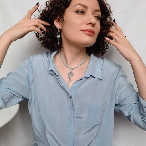 Комплект бижутерии: колье, серьги, аквамарин, лунный камень