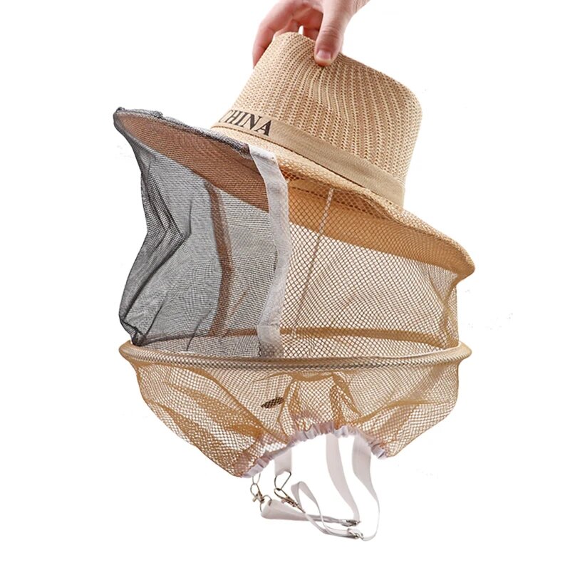 Защитная шапка для пчеловода JIECARE Beekeeping tools Бежевый, белый