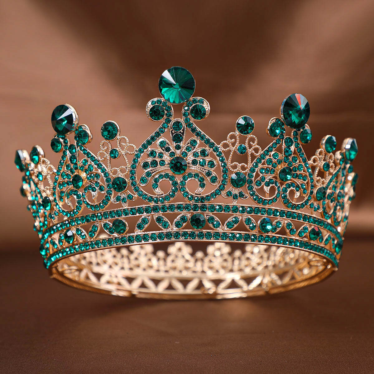 Свадебная корона, сплав, зеленый цвет