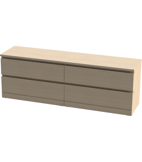 Комод Варма 4Д низкий с четырьмя выдвижными ящиками, ДСП, шпон дуб, белёный S00289