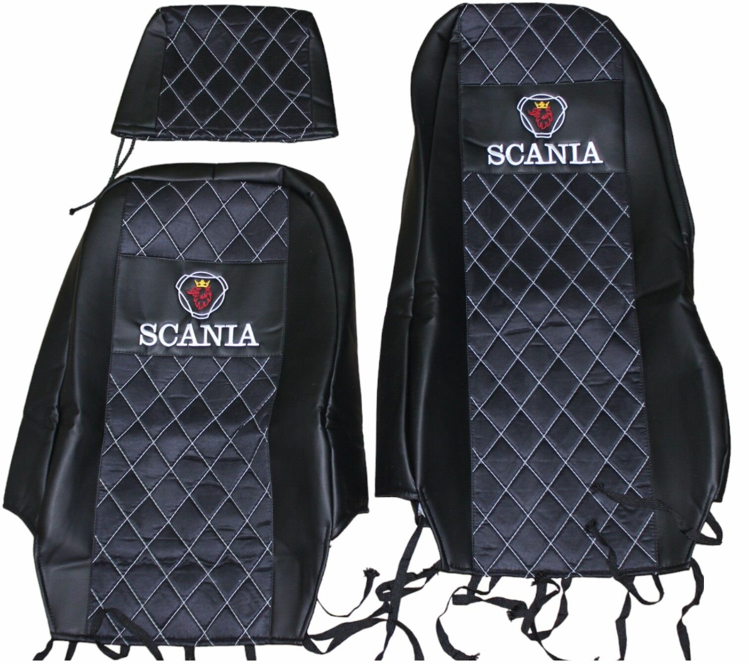 Чехлы Scania 5 серии (экокожа/алькантара - черный)