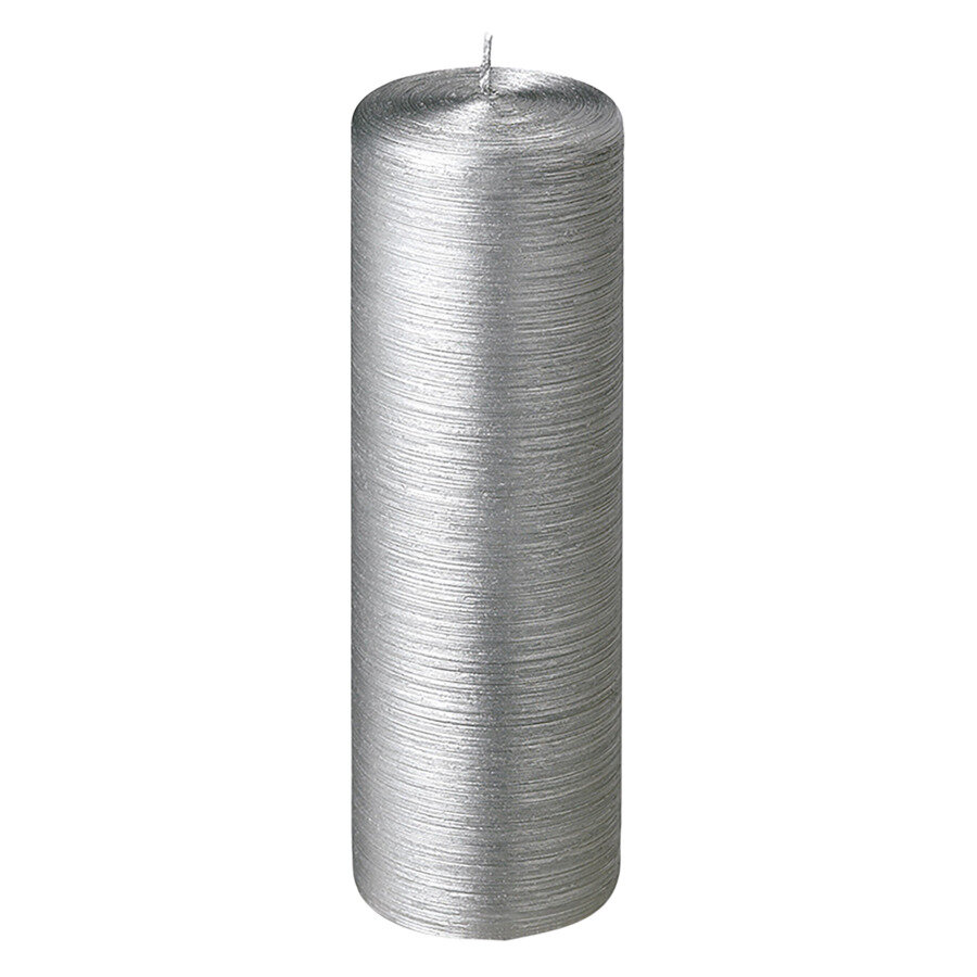 Свеча интерьерная Bougies La Francaise Цилиндр 8х8х25 см, серебристая, премиум качество