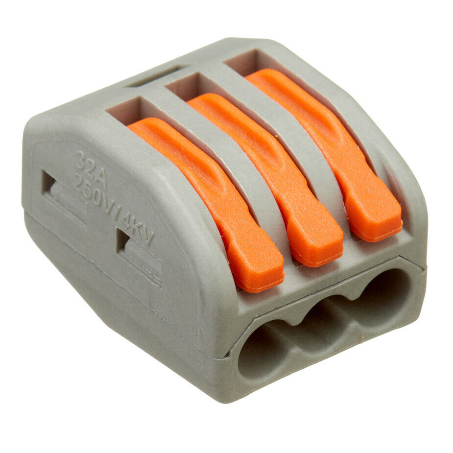 Клемма на 3 провода 0,08-(2,5)4 кв. мм с рычажками без пасты (50 шт.)