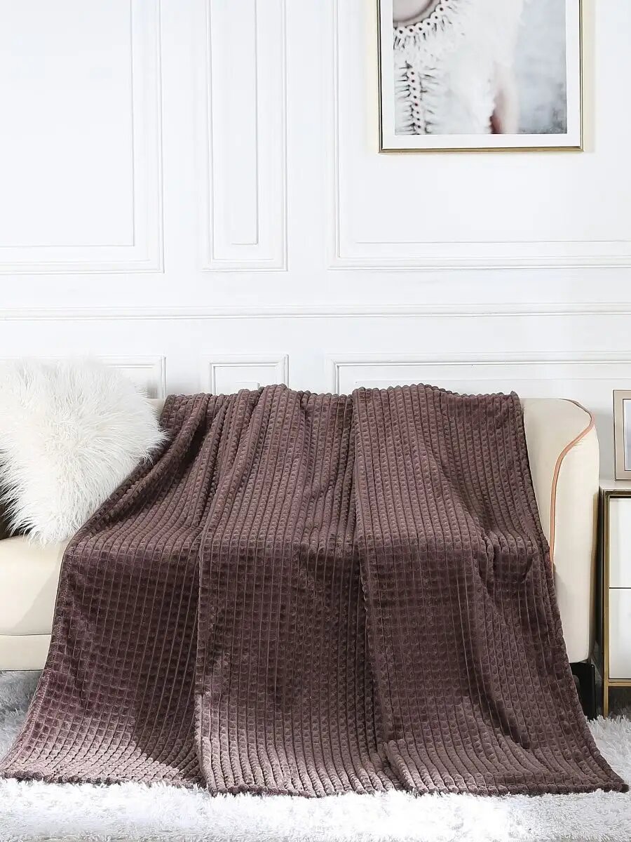 Плед 200х220 Покрывало37 в полоску плотный красивый