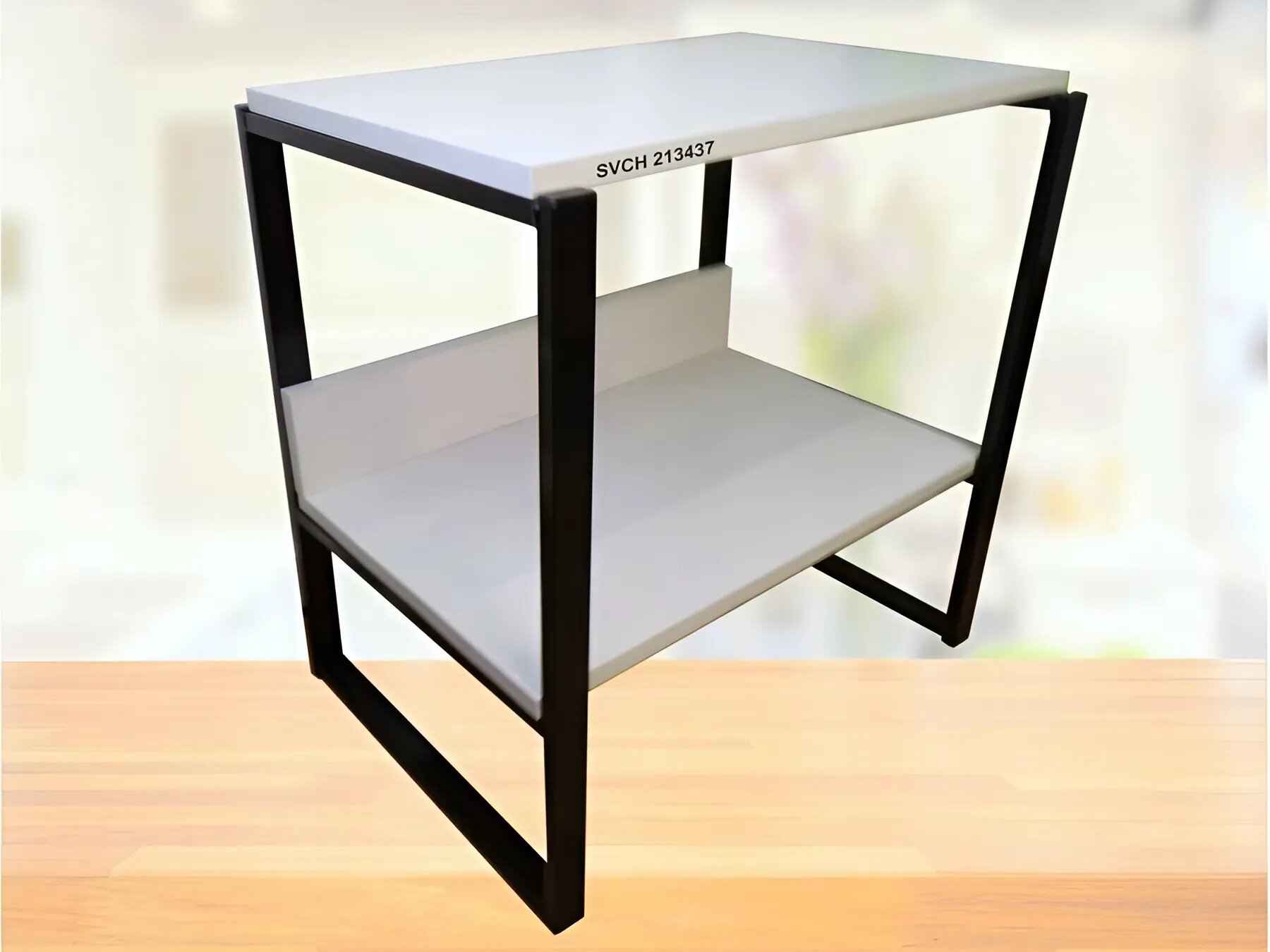 Полка для микроволновки GARROSS "SIBERIA 213437", две полки 35х54 см, высота 56 см, каркас чёрный, цвет полок сосна