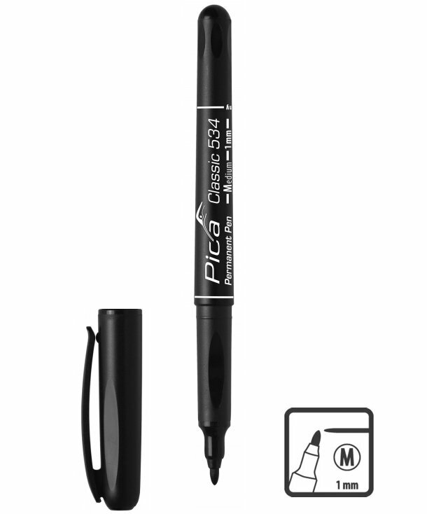 Маркер строительный черный, наконечник (1 мм) Pica Classic 534/46