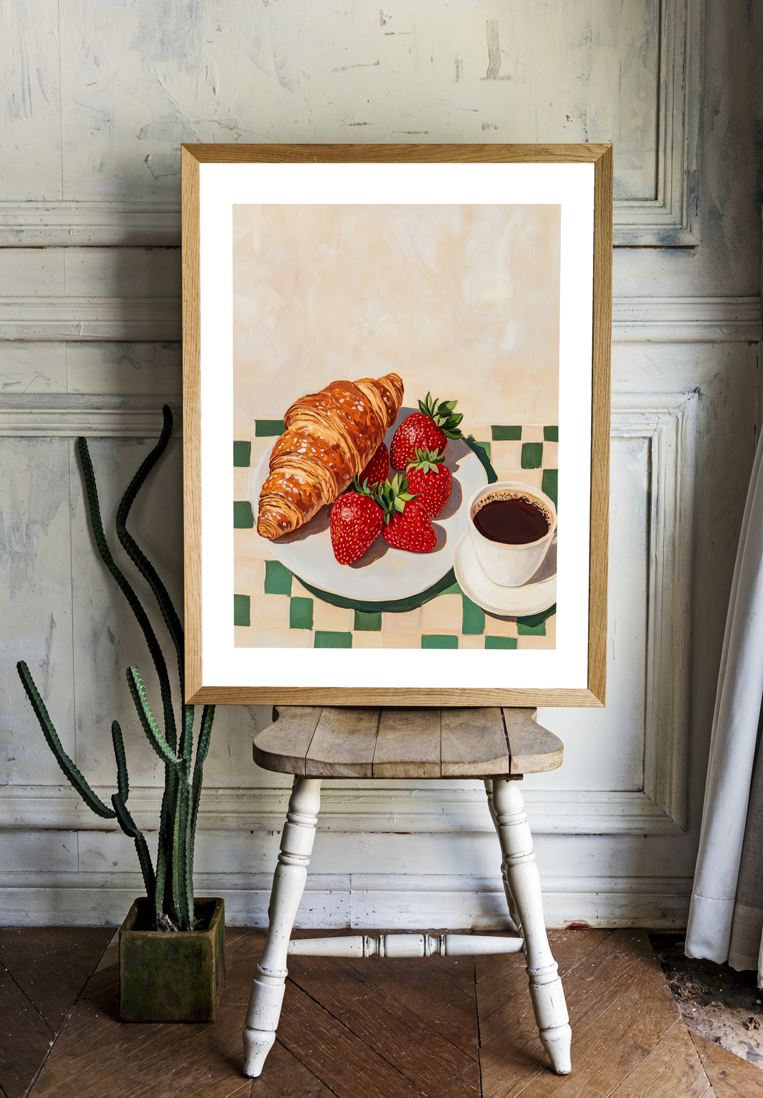 Постер "Круассан и клубника" 50x70 см в подарочном тубусе