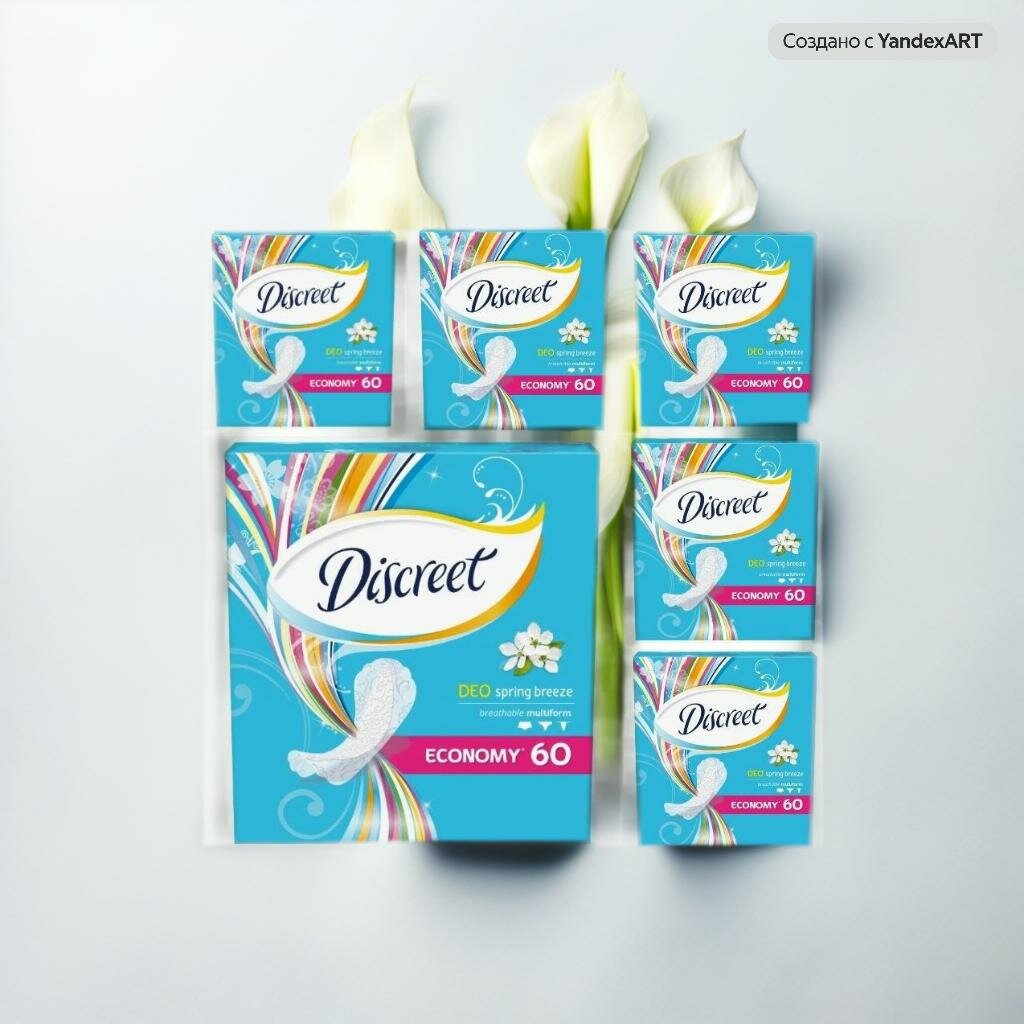 Прокладки ежедневные Discreet Deo Water Lily Trio, Водная лилия, 60 шт, 6 уп