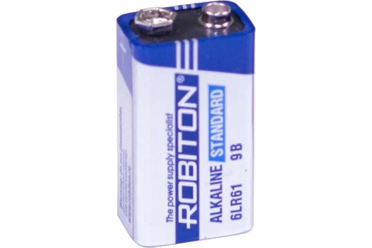 Батарея крона ROBITON STANDARD 6LR61 9V щелочная алкалиновая для пультов, часов и фонариков