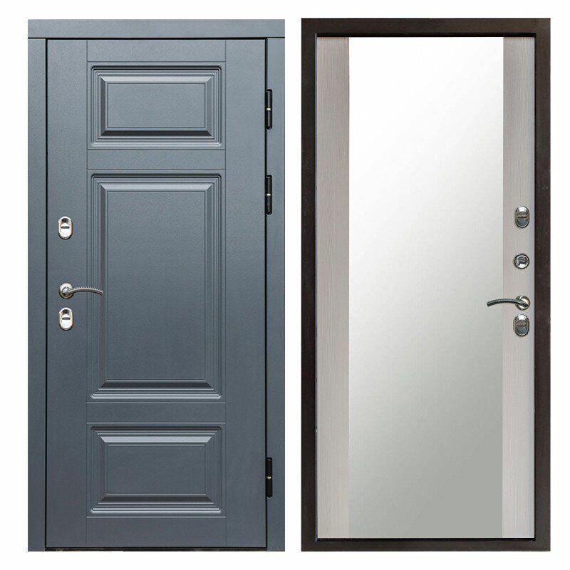 Дверь входная металлическая с терморазрывом Сибирь термо премиум с зеркалом лиственница Paputin's Doors 860 х 2050 мм Правая