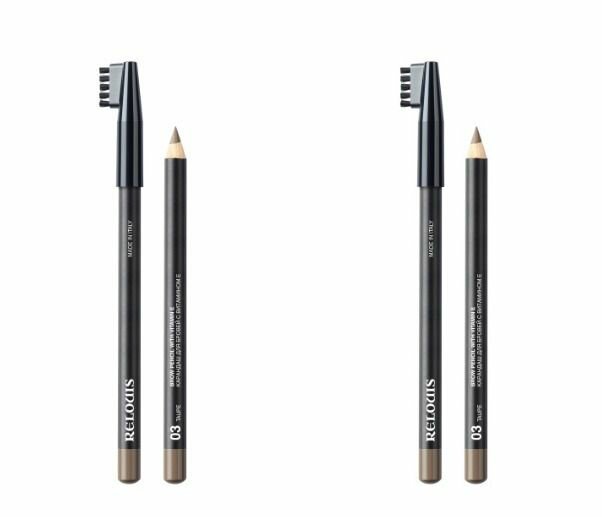 RELOUIS, Карандаш для бровей с витамином Е тон 03 taupe, 2 шт