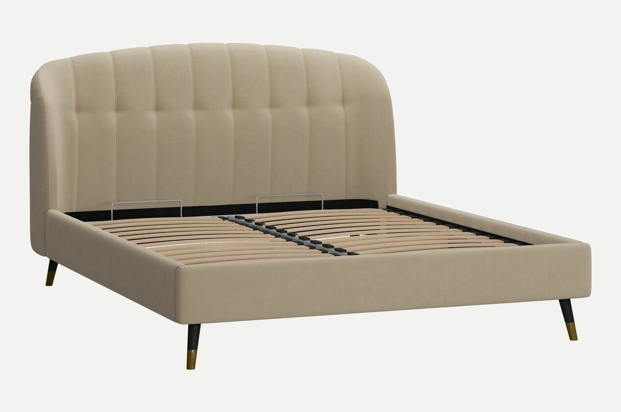 Кровать 160х200 двуспальная Divan.ru Льери 160 Велюр Песочный, 225х179х112 см