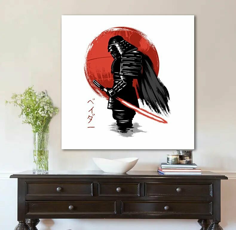Картина "Самурай", на подрамнике, на холсте, печать, экологичные чернила