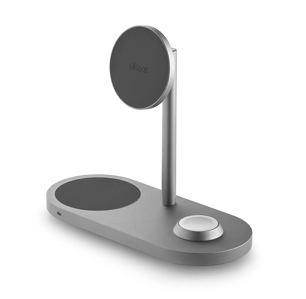 БЗУ uBear Stage Pro 3in1 Galaxy Watch (MagSafe/Fast 30W/без СЗУ/кабель USB-C/USB-C 2м) серый