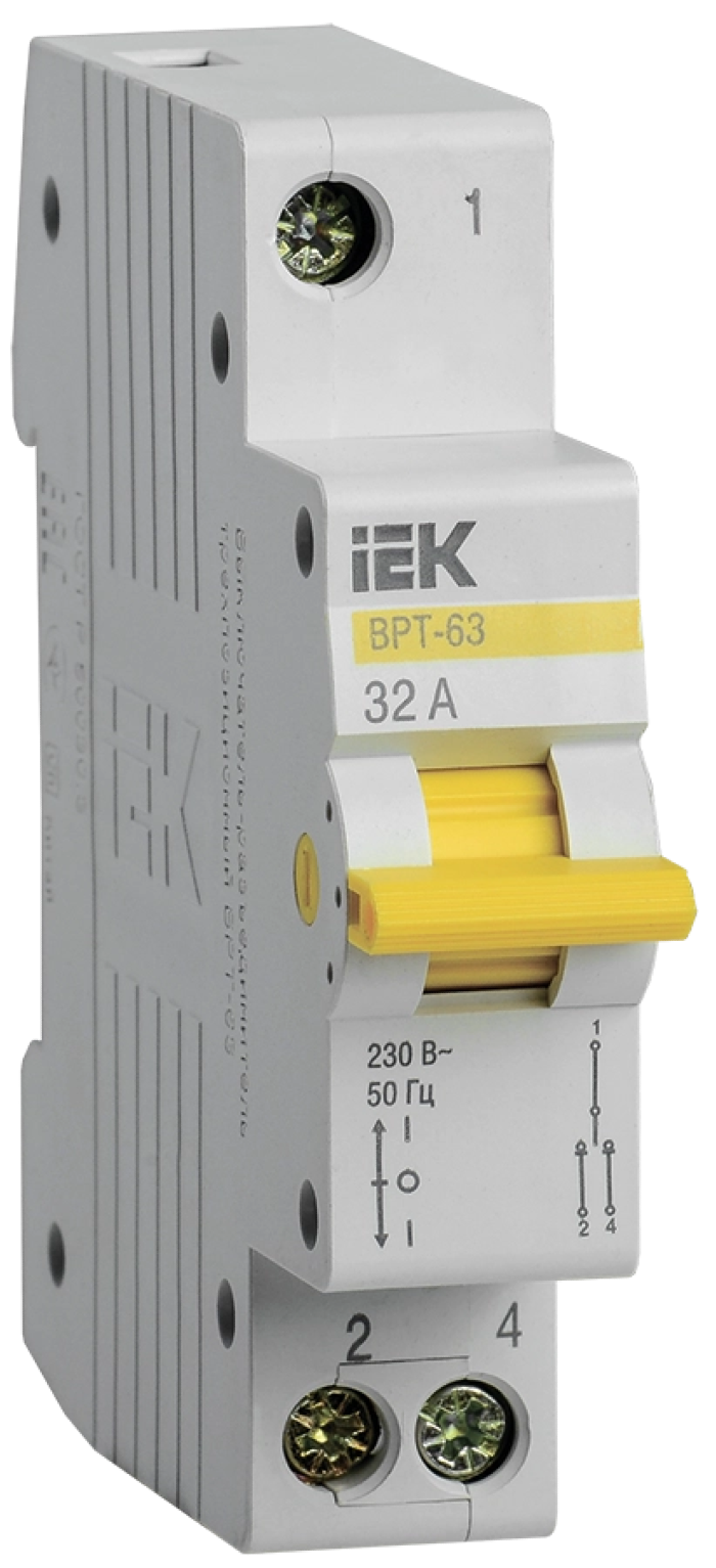 Выключатель нагрузки IEK / ИЭК ВРТ-63 трехпозиционный, 1P 32A, MPR10-1-032 / разъединитель