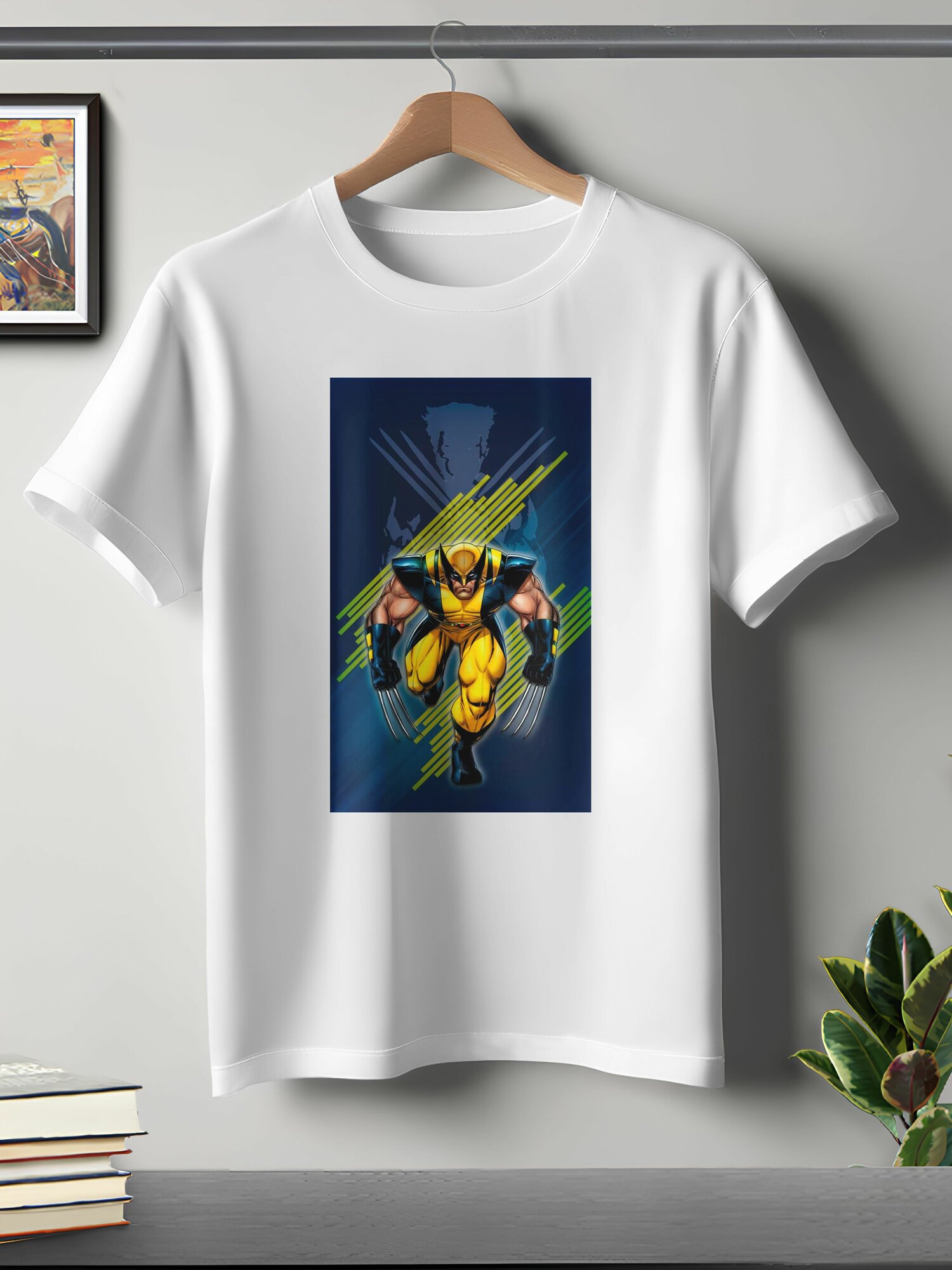 Футболка ONEQ унисекс 50-52 (XL) размер с принтом Россомаха, белая