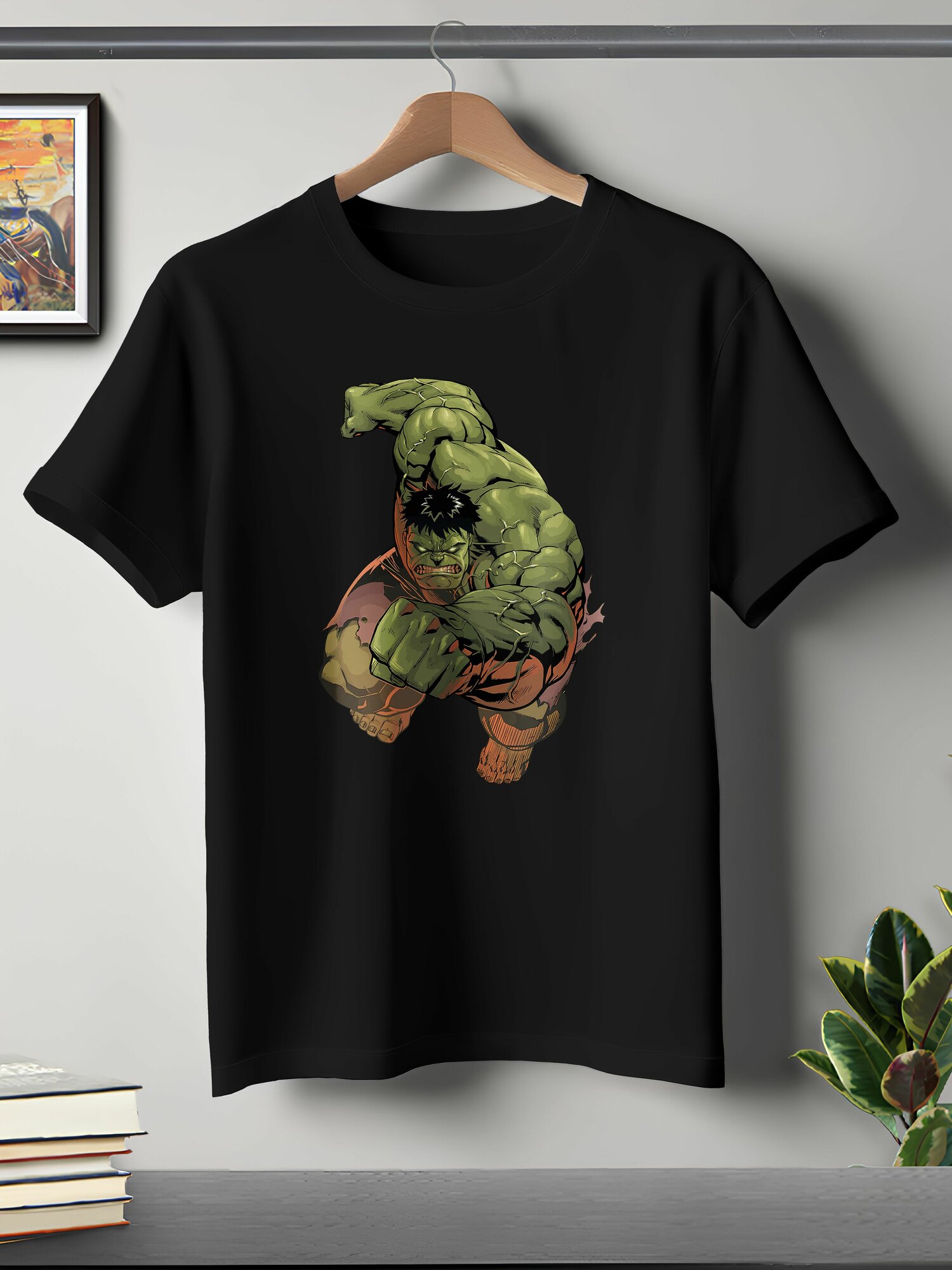 Футболка  Детская ONEQ 110 (5-6) размер с принтом Халк, черная