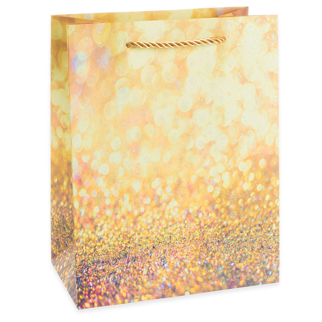 Пакет подарочный, Гламур, Дизайн №4, Золото, с блестками, 41