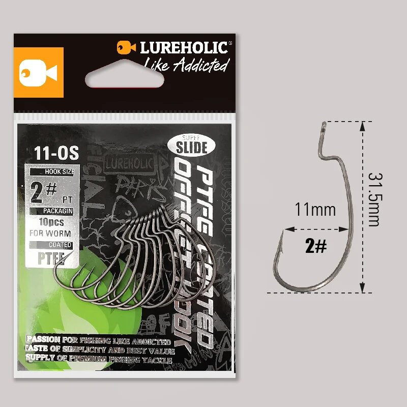 LUREHOLIC офсетные крючки 11-0S 2# PTFE