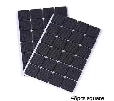 1 упаковка, нескользящие самоклеящиеся мебельные резиновые подушечки для ножек стола, стула, круглые квадратные подушечки для дивана, стула, липкие подушечки для защиты пола, коврик 48pcs square