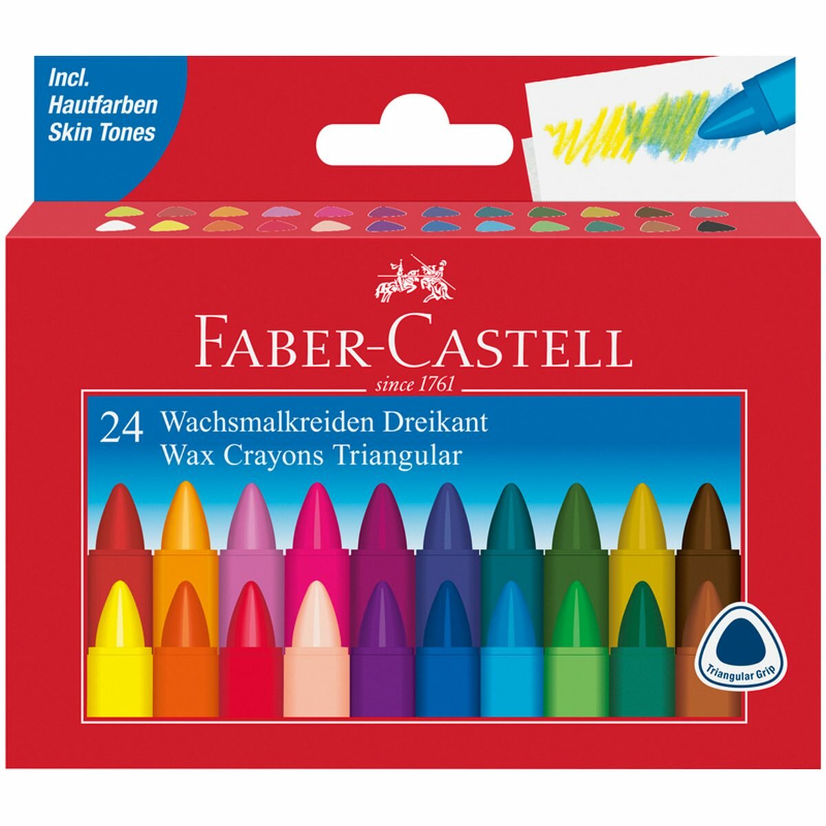 Мелки восковые 24 цвета Faber-Castell (3гр) картонная упаковка (120024), 48 уп.