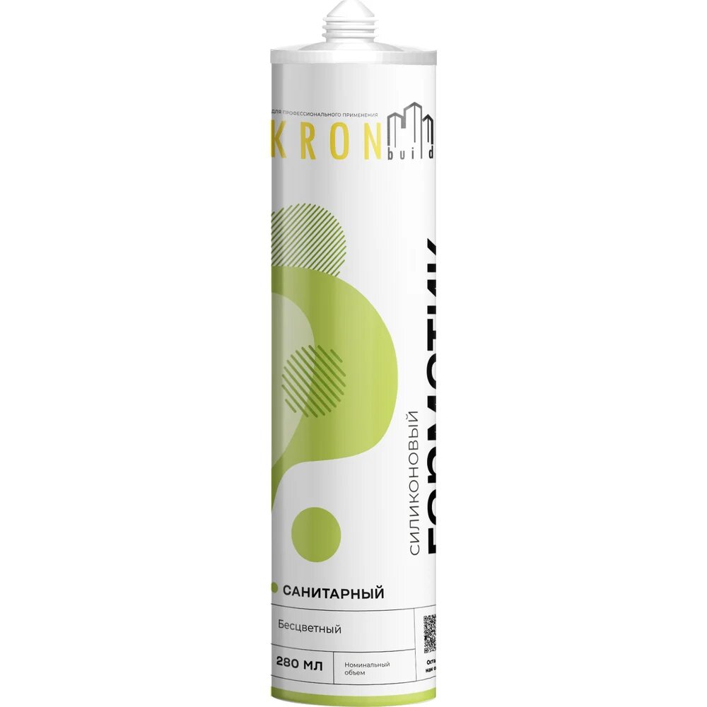 Силиконовый санитарный герметик, Kronbuild, Kronbuild бесцветный 280 гр SST28, использования при проведении работ, 280гр