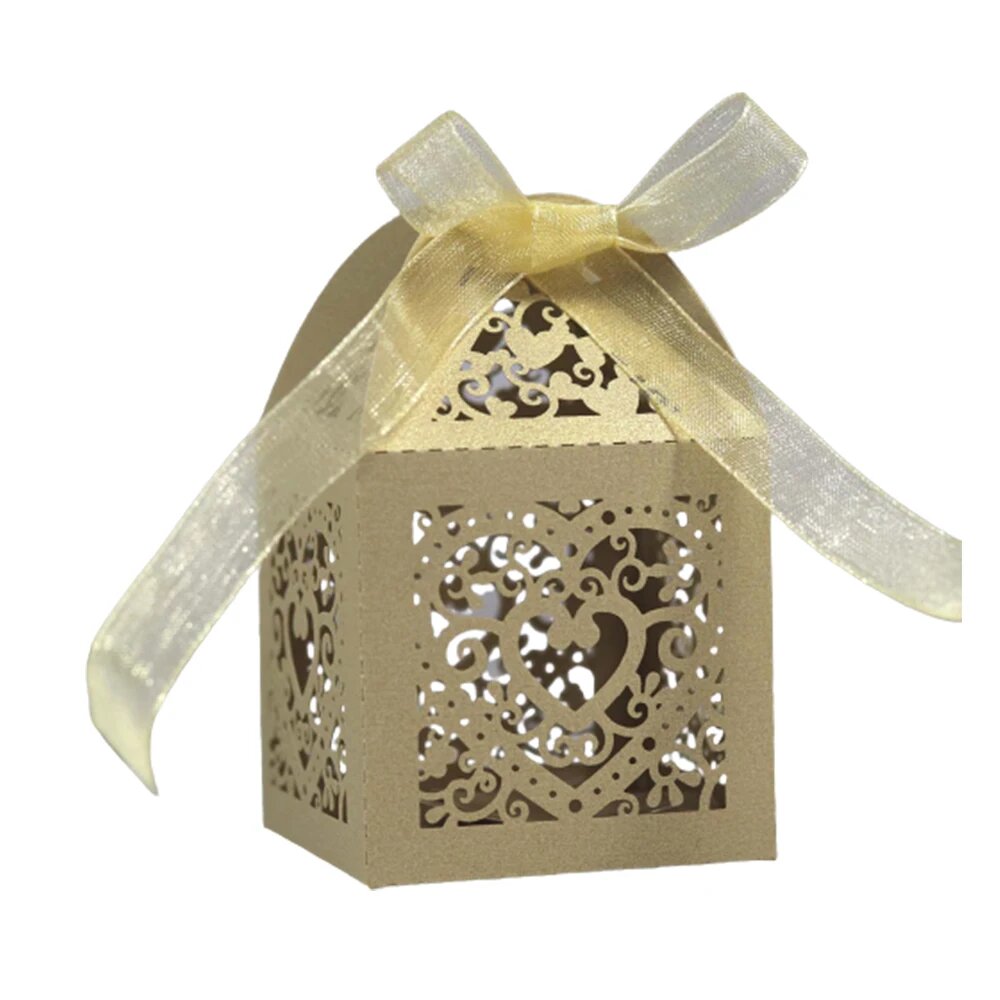 Коробки для конфет WEHRPARTY сердце картон 10 шт Beige Gold 1