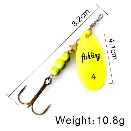 FISH KING Вращающиеся блесны 3.9г 4.6г 7.4г 10.8г 15г Желтый, as photo
