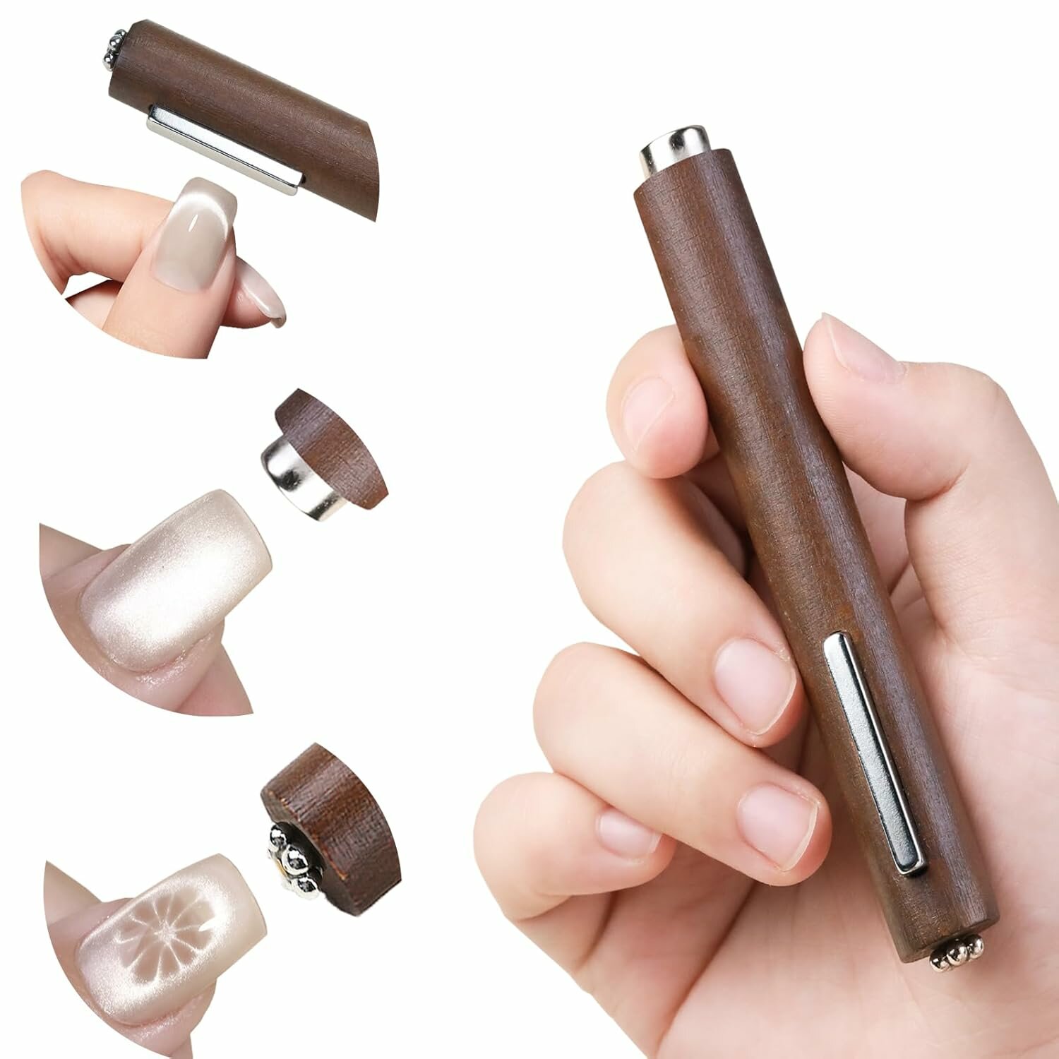 Магнит для ногтей WEILUSI "Кошачий Глаз" , пластик, 3в1, коричневый