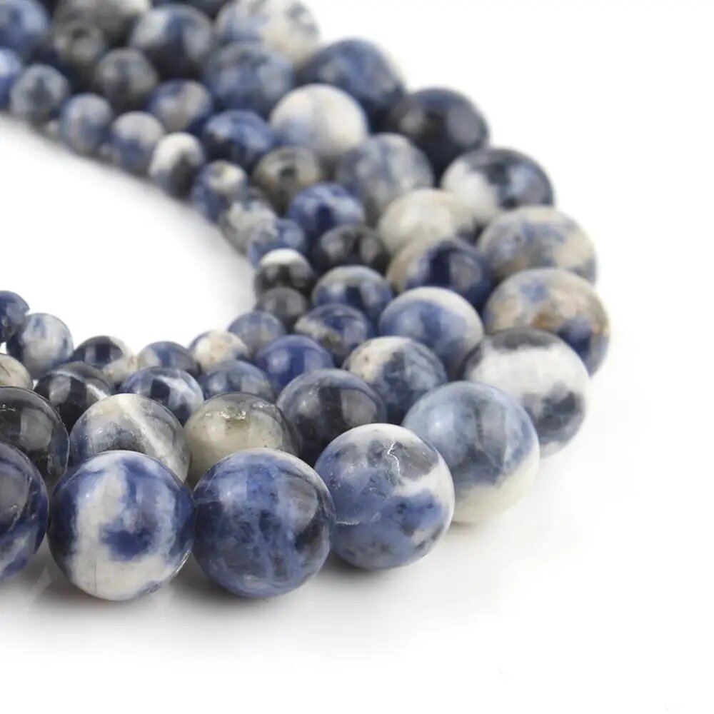 Минеральные бусины GMB724 набор 91 шт Темно-синий, 4mm 91pcs beads, Blue Sodalite