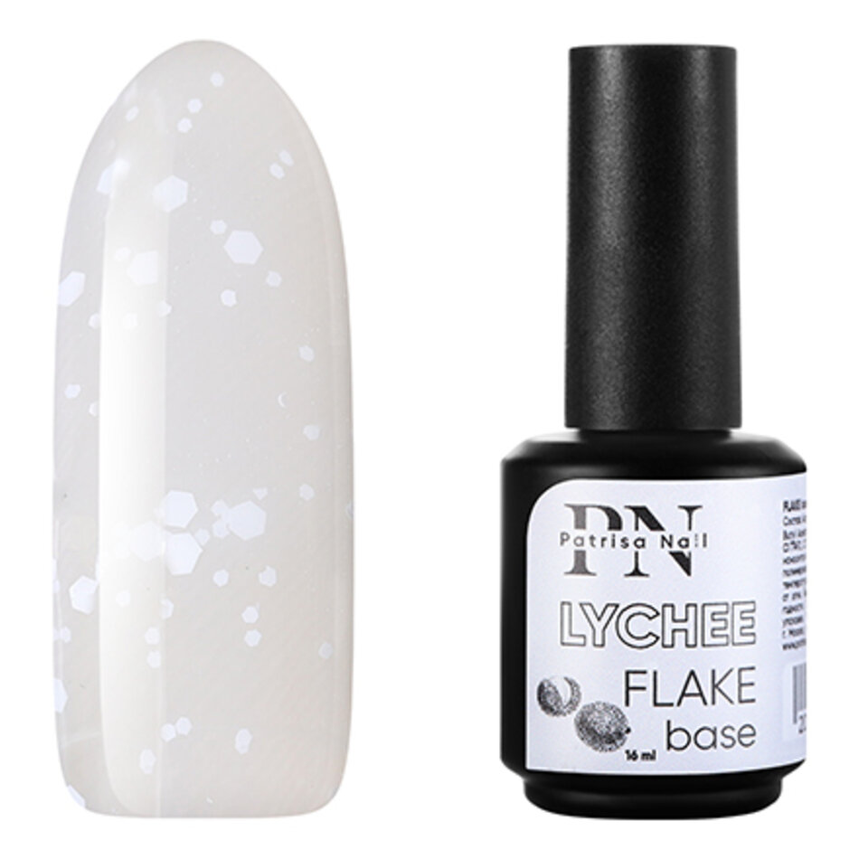 Patrisa Nail, База FLAKE base Lychee с шестигранниками, 16 мл