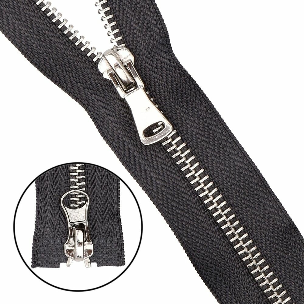 Молния айрис металл-никель, 80 см 301 темно-серый, 5 шт