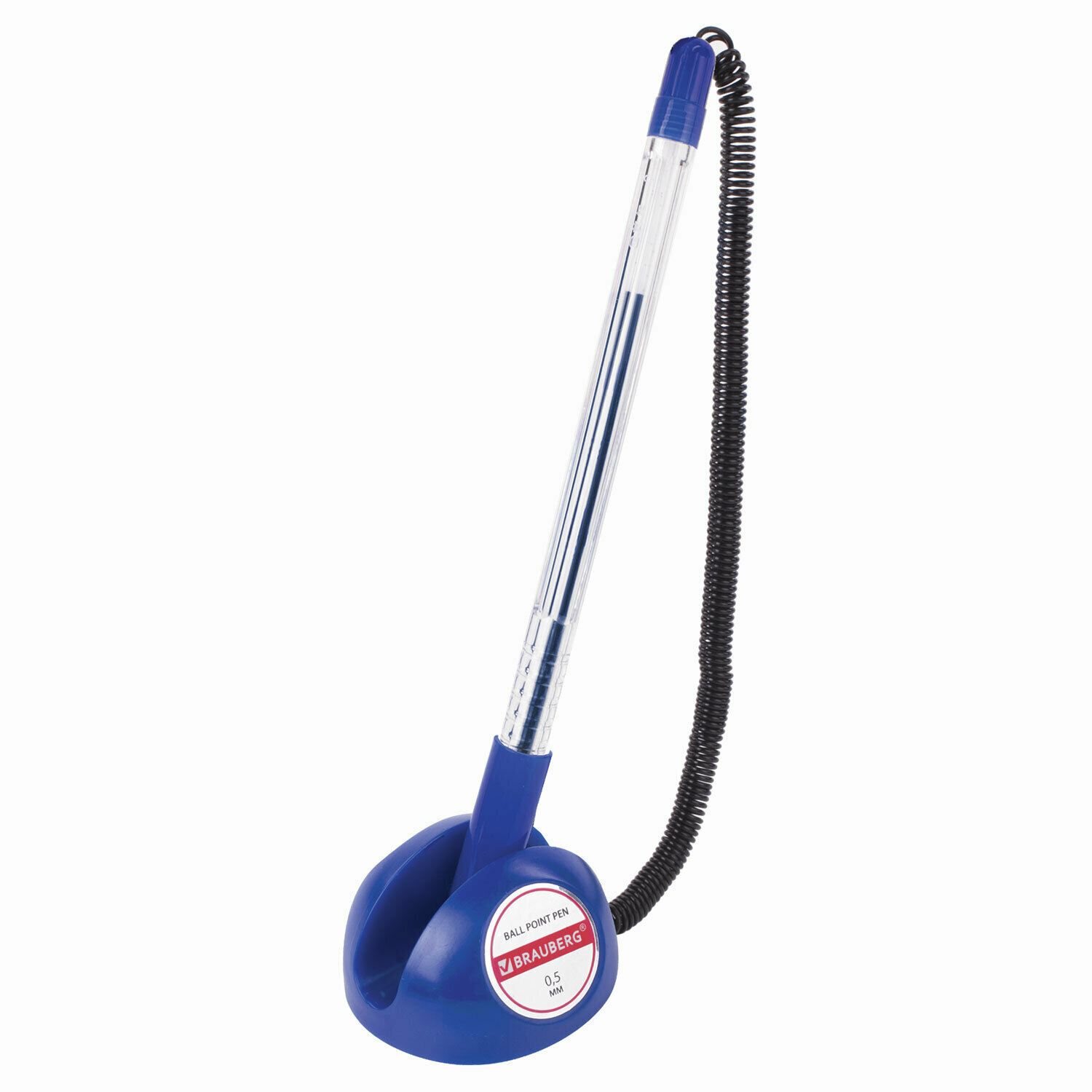 Ручка шариковая Brauberg настольная Counter Pen, синяя, пружинка, корпус синий, 0,5 мм, 1 шт (143259)
