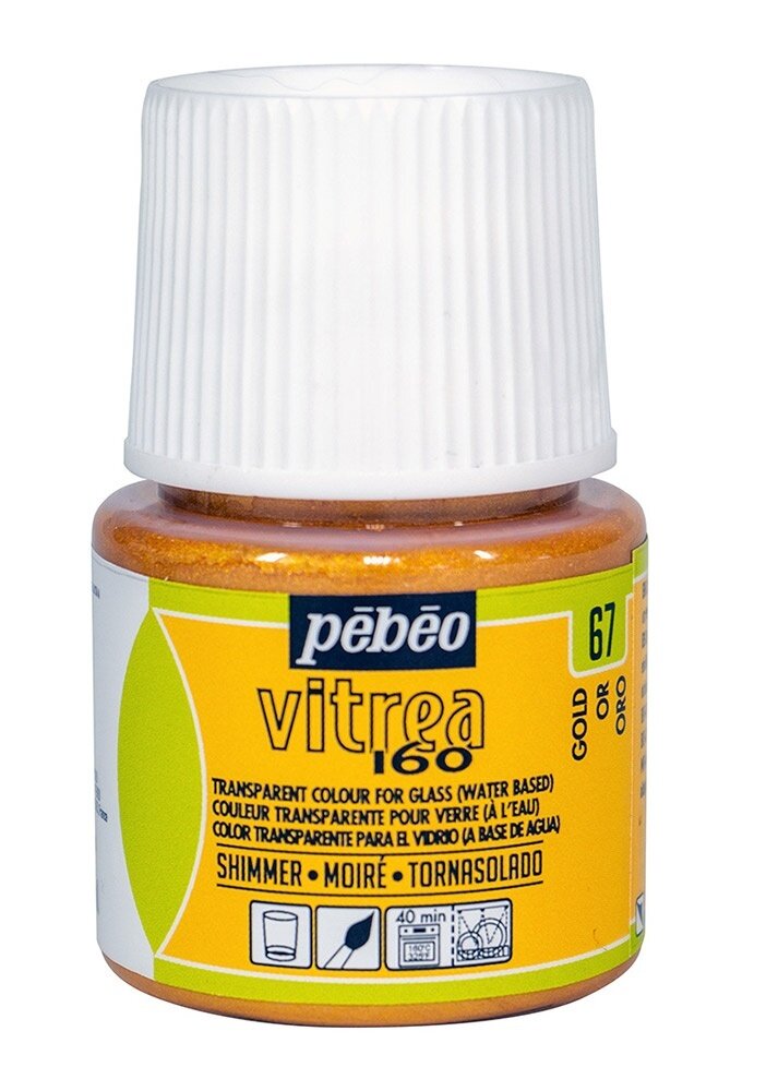 Краска по стеклу Pebeo металлик, под обжиг, Vitrea 160, 45 мл, под золото