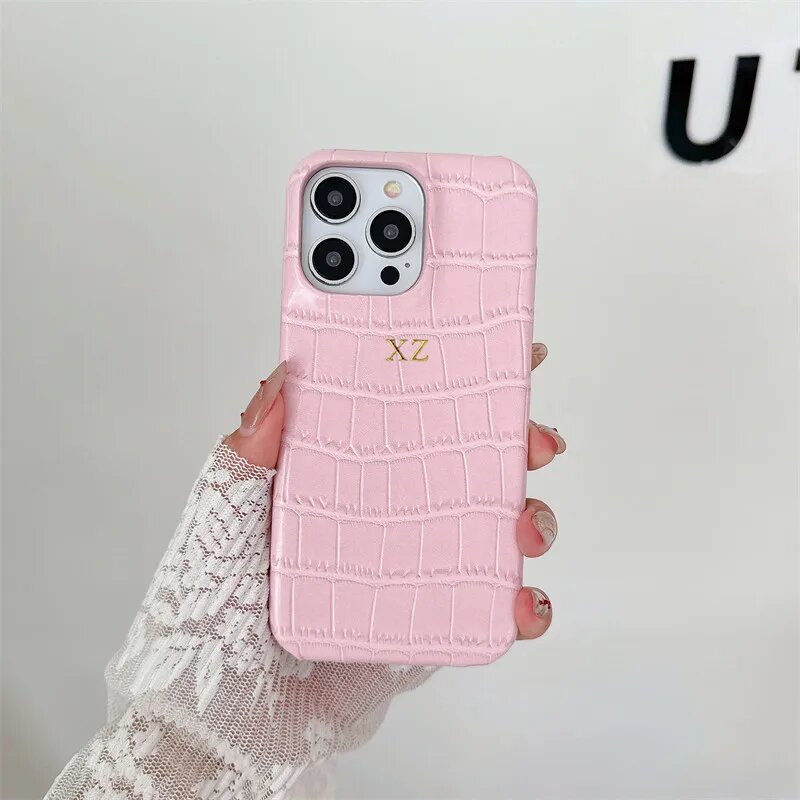 Розовый чехол для iPhone с крокодилом, розовый gold, for 17