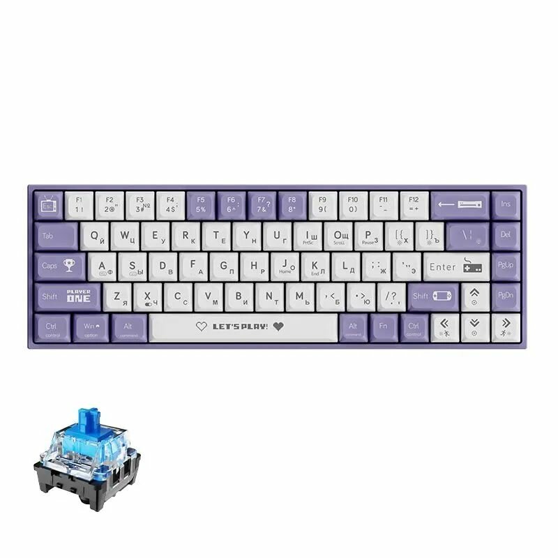 AK680 Русская версия проводная игровая механическая клавиатура, радужная подсветка, возможность горячей заменыC