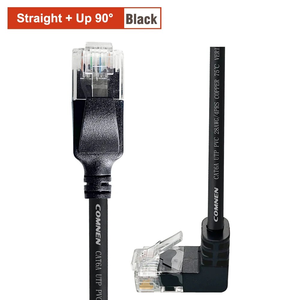 COMNEN Cat6a Ethernet кабель 0.5m, Up 90, черный