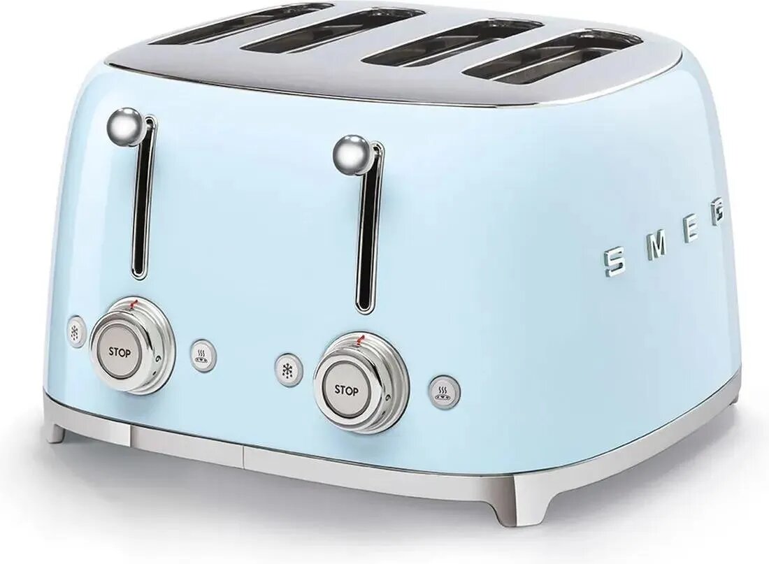 Тостер Smeg TSF03PBEU, 2000Вт, 4 тоста, металлический корпус, голубой