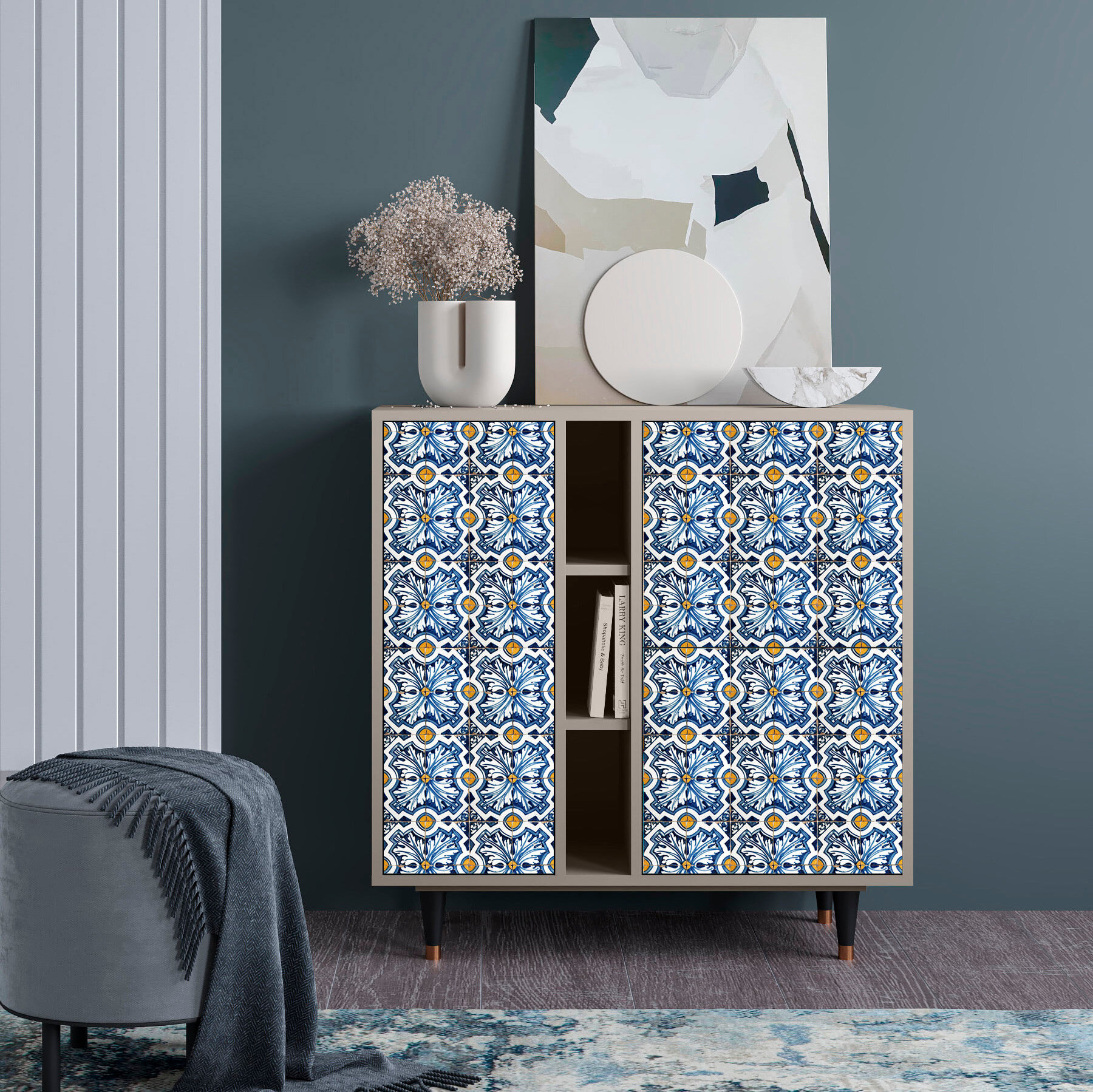 Комод - STORYZ - BS5 Lovely Cornflowers, Размер - 94 x 96 x 41 см, Цвет корпуса - , Сатин