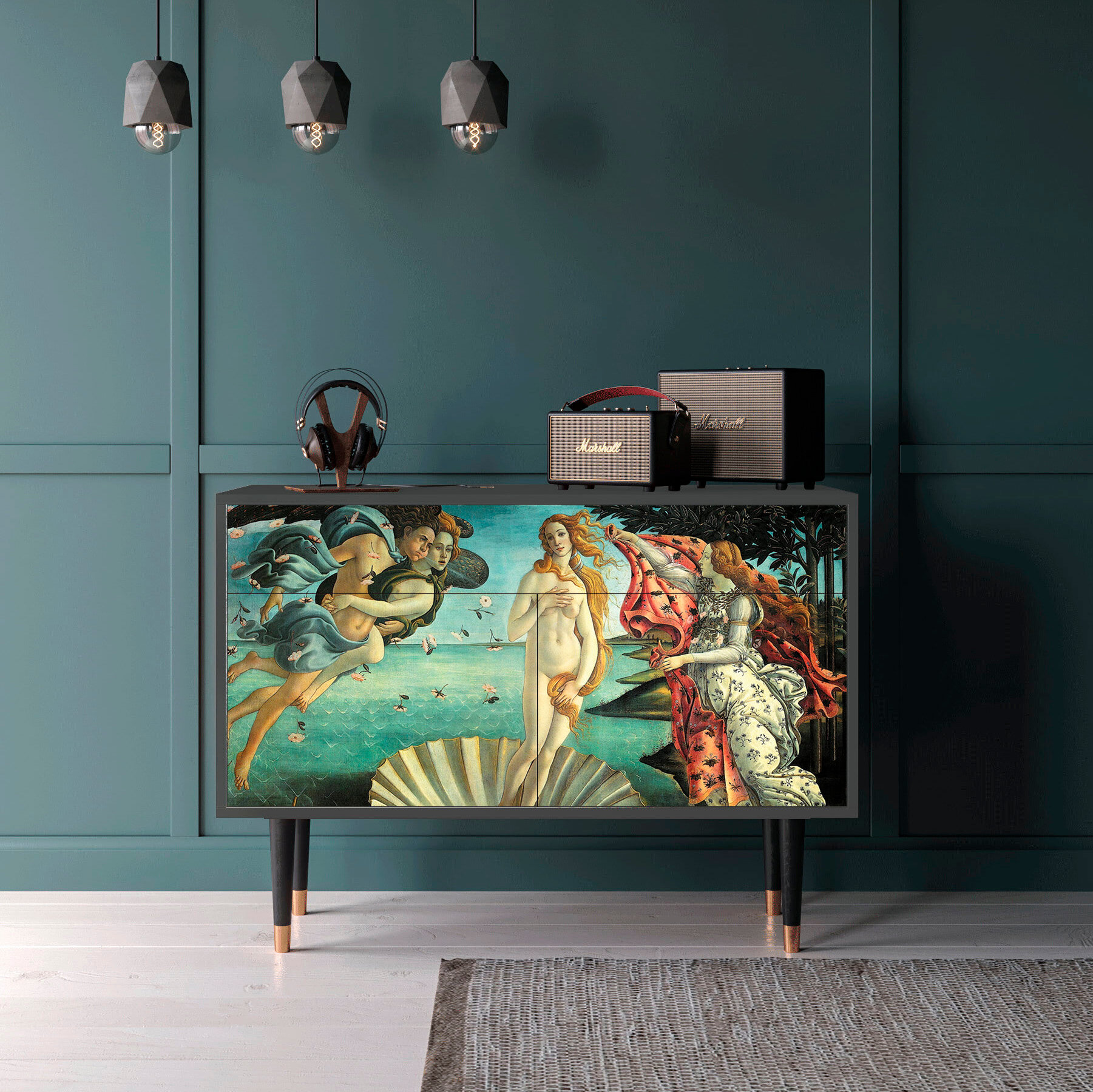 Комод - STORYZ - BS4 The Birth of Venus by Botticelli, Размер - 115 x 85 x 48 см, Цвет корпуса - Антрацит