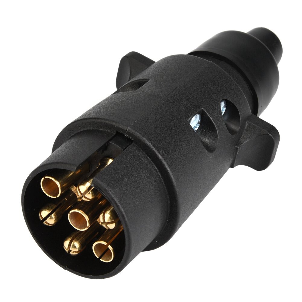 Розетка разъемная для прицепа 7-контактная для каравана и прицепного устройства, Европейский стандарт, 12V, черный, контакт из латунья, изолятор пластик, корпус пластик, вес упаковки около 60г/2.1 унции, 1 шт.