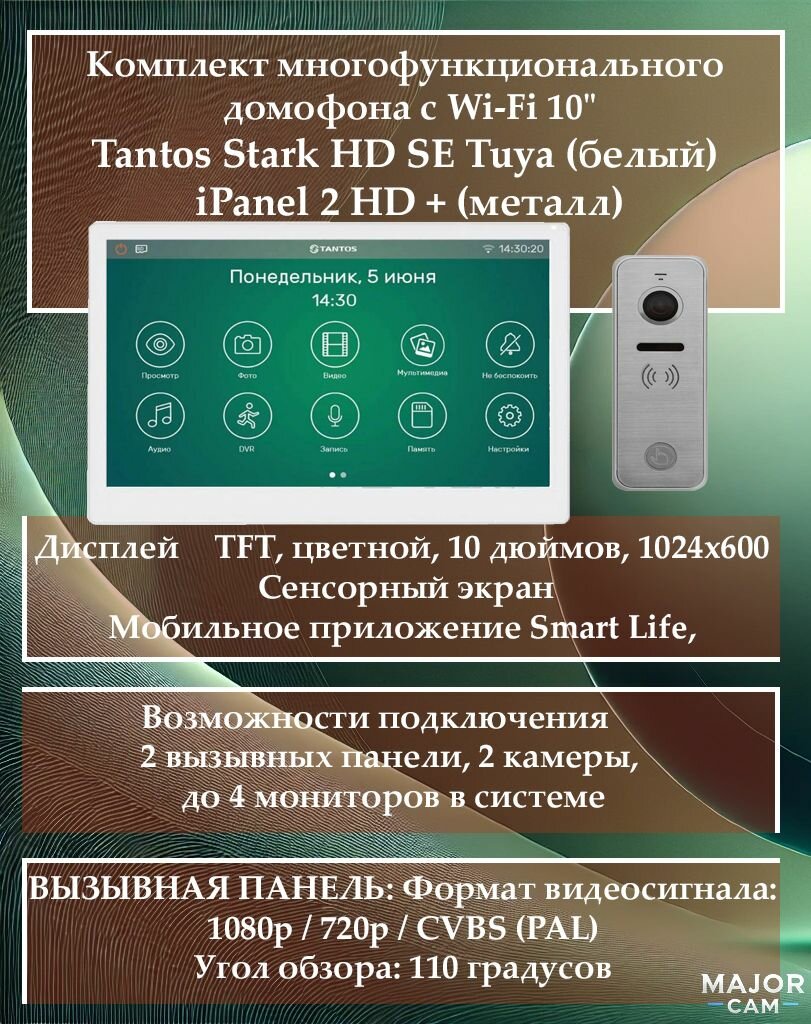 Комплект Stark HD SE Tuya (белый) и iPanel 2 HD + (металл)