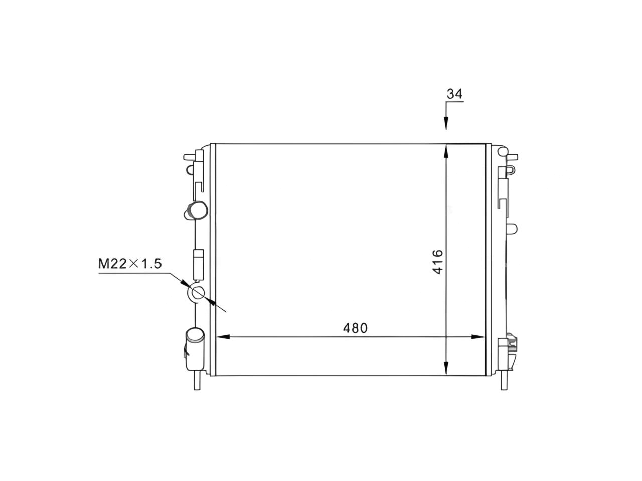 UNIO RAD-10011 (2140000QAX / 7700428082 / 7700428658) радиатор охлаждения двигателя Renault (Рено) logan 04-, symbol 00-,