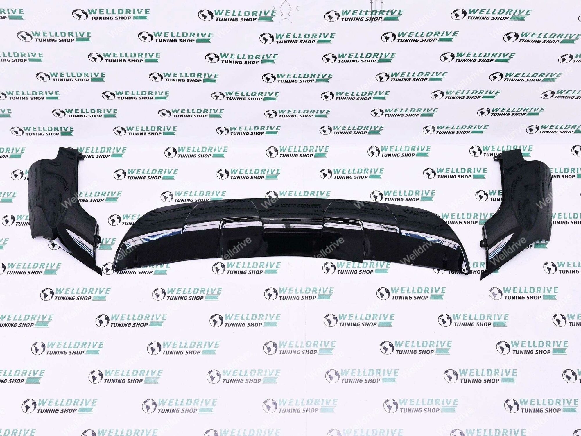 Диффузор заднего бампера BMW X5 E70 дорестайлинг без М пакета черный глянец