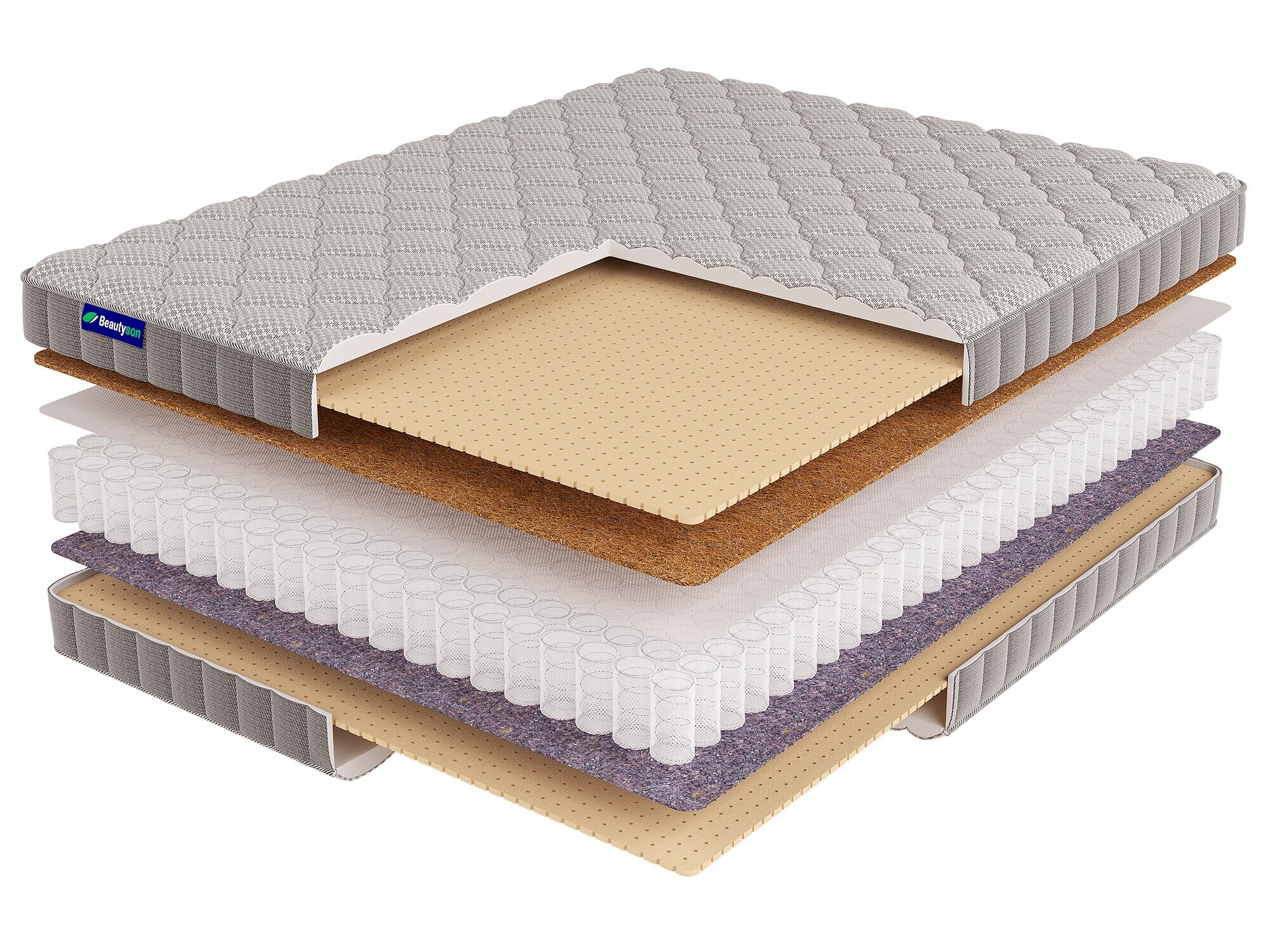 Матрас Beautyson Roll Spring Mix Latex 1 S600 90х190 высота 17 см анатомический средней жесткости мягкий кокосовый