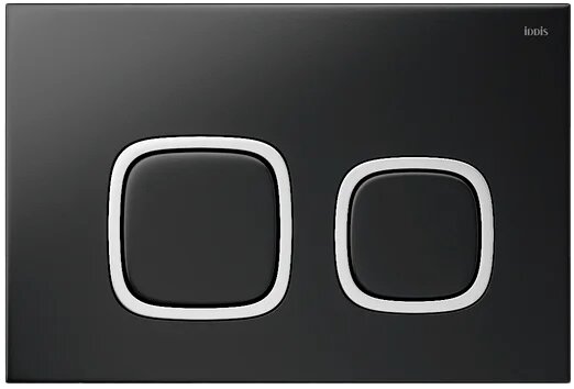 Кнопка смыва для унитаза IDDIS Unifix UNI04BCi77 черная, матовая, кнопка для инсталляции, двойной смыв