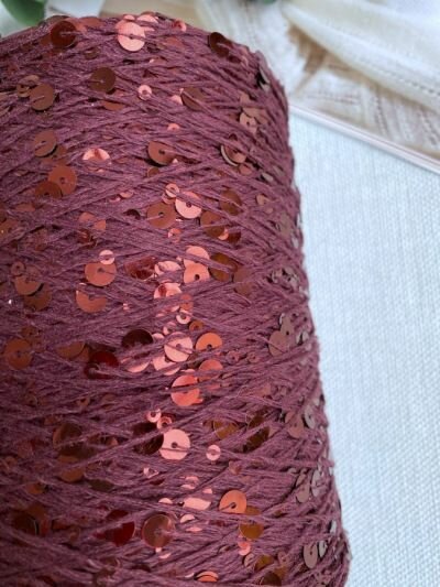 100г Королевские пайетки 3+6 мм на хлопке - 088(121) бордо с блестящими коричневыми пайетками (100г) сок